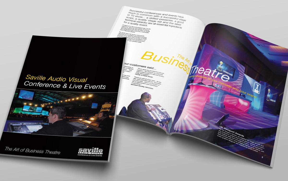 Catalogue design for conference and live event services – J Everard Design