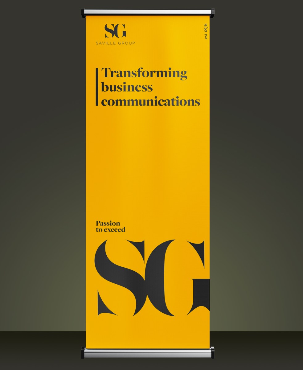 Pull-up stand design for corporate brand relaunch – J Everard Design